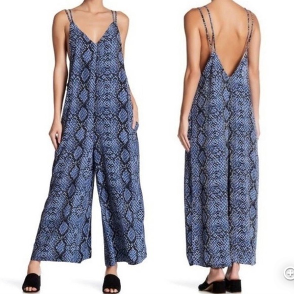 Free People | Pants & Jumpsuits | Nwt Free People Blue Snakeskin Print ...